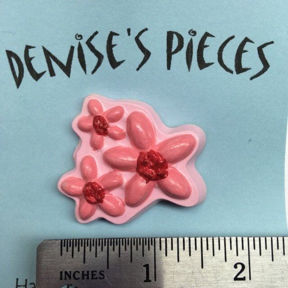 Hand Crafted | Jewelry | Barbie Flowers Pin Brooch Plaster Pretty Pink ...